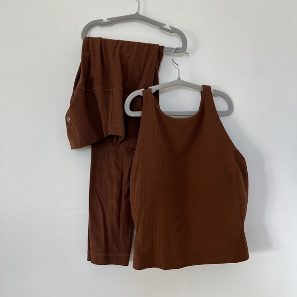 lululemon athletica | Tops | Lululemon Brown Ribbed Tank And Pants Set ...
